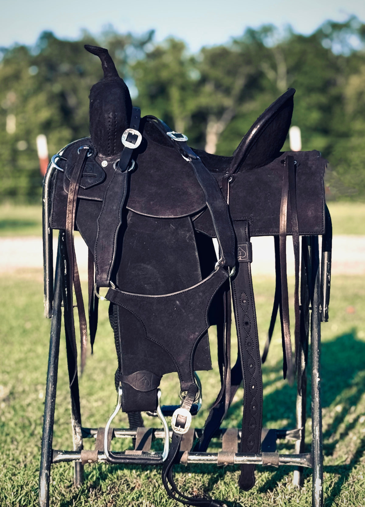 BLACK ALL LEATHER SADDLE | SQUARE SKIRT PENCIL ROLL SPINAL RELIEF ...